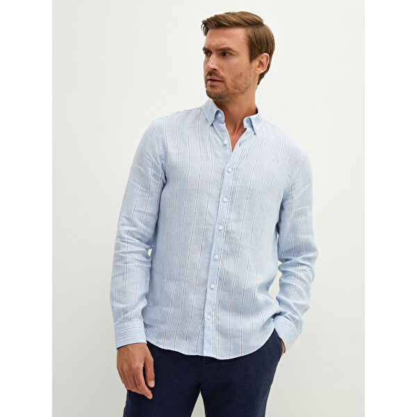 LCW CLASSIC Regular Fit Uzun Kollu Keten Erkek Gömlek