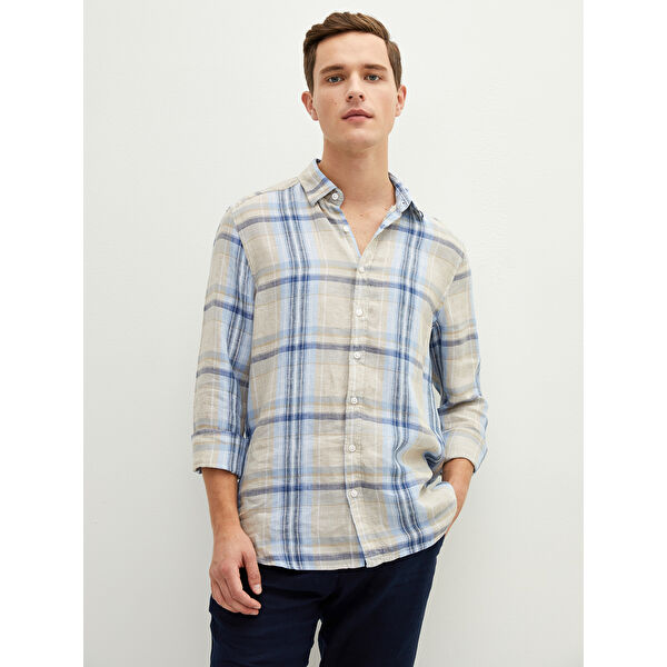 LCW CLASSIC Slim Fit Uzun Kollu Ekose Keten Erkek Gömlek LCW CLASSIC Slim Fit Uzun Kollu Ekose Keten Erkek Gömlek