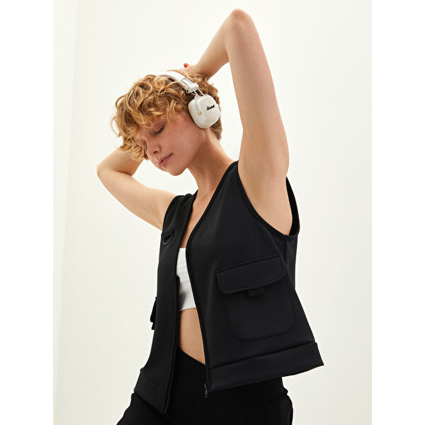 LCW ACTIVE V Yaka Düz Kolsuz Cep Detaylı Kadın Spor Yelek