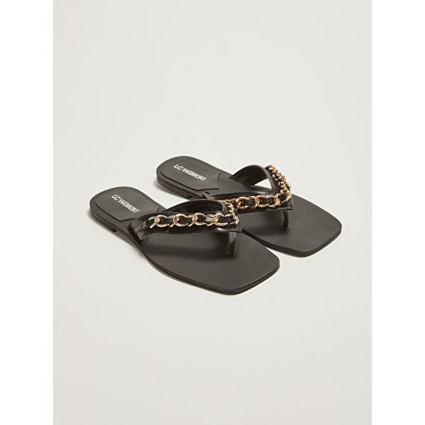 Aplike Detaylı Parmak Arası Kadın Terlik