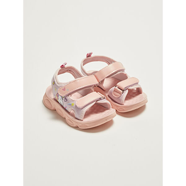 Baskılı Cırt Cırtlı Kız Bebek Sandalet