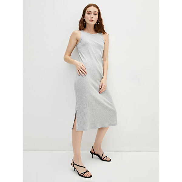 Bisiklet Yaka Düz Kolsuz Hamile Elbise