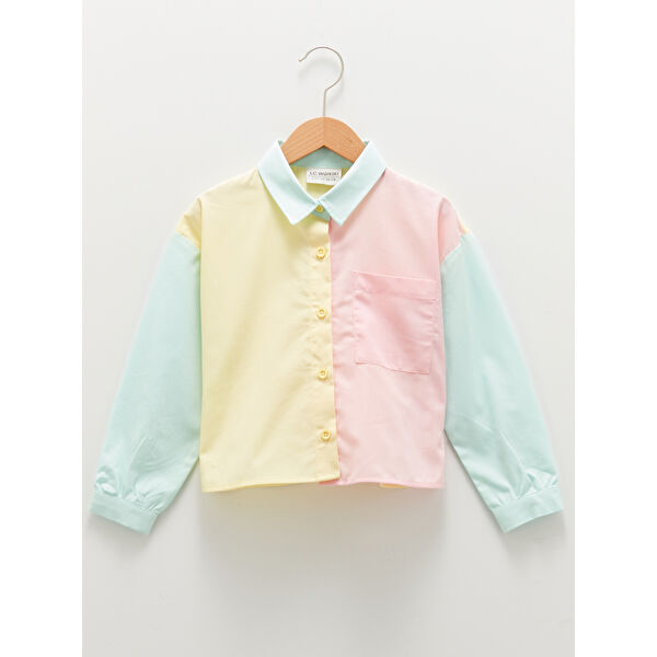 Renk Bloklu Uzun Kollu Poplin Kız Çocuk Gömlek Renk Bloklu Uzun Kollu Poplin Kız Çocuk Gömlek