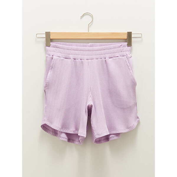 Beli Lastikli Düz Cep Detaylı Kadın Bermuda Şort