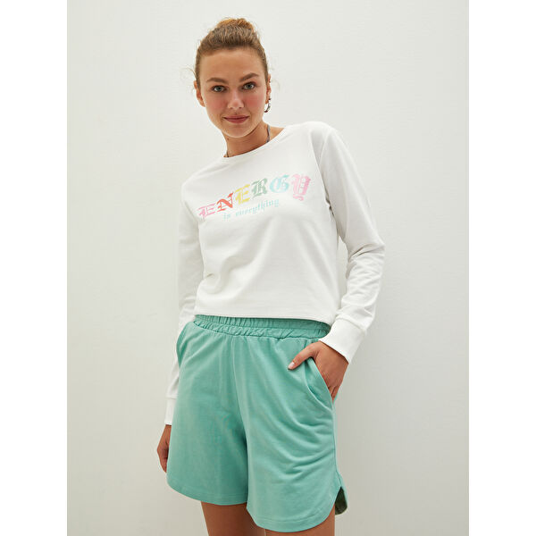 Beli Lastikli Düz Cep Detaylı Kadın Bermuda Şort