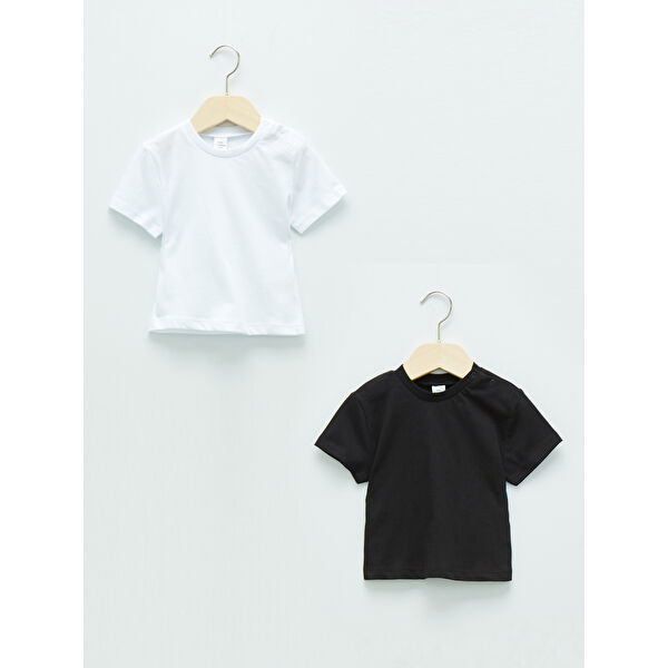 Bisiklet Yaka Kısa Kollu Basic Pamuklu Erkek Bebek Tişört 2'li