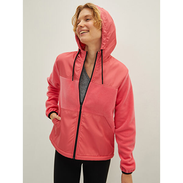 Kapüşonlu Düz Uzun Kollu Kadın Outdoor Mont