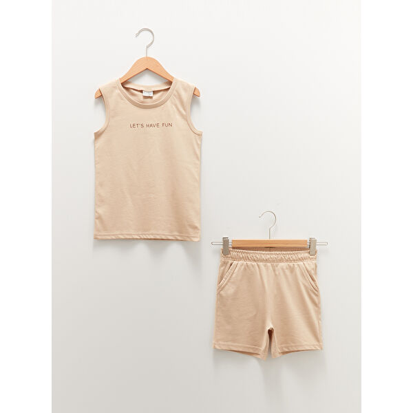 Bisiklet Yaka Baskılı Erkek Çocuk Atlet ve Şort