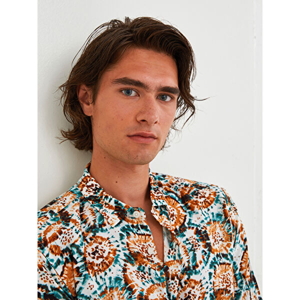 XSIDE Regular Fit Kısa Kollu Desenli Viskon Erkek Gömlek