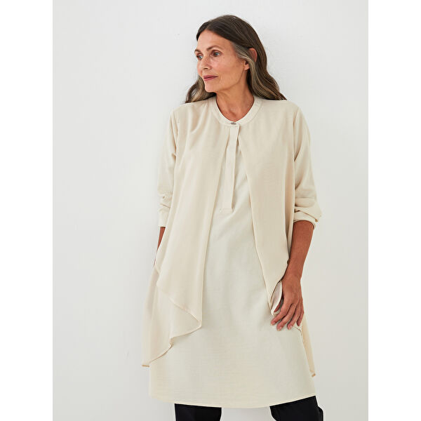 LCW GRACE Bisiklet Yaka Düz Uzun Kollu Medine İpeği Kumaş Kadın Tunik