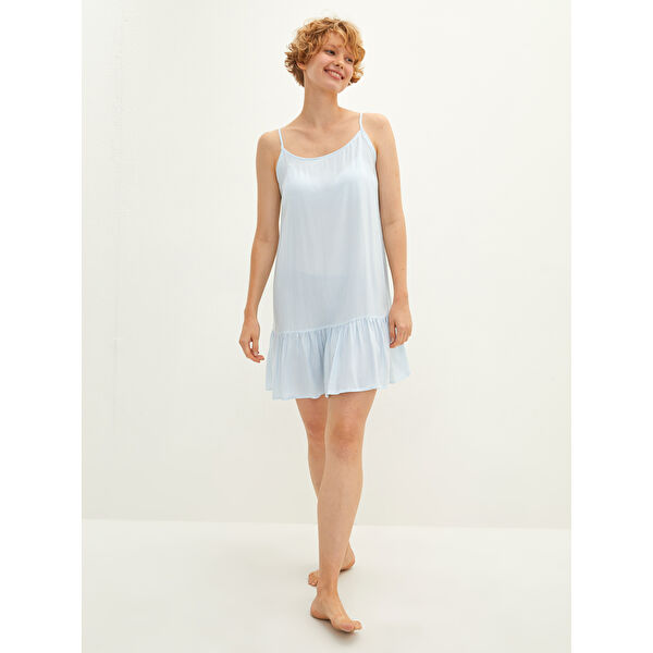 LCW DREAM Petite Kare Yaka İp Askılı Çizgili Viskon Kadın Gecelik