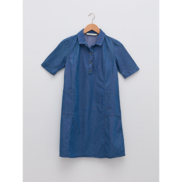 LCW GRACE Gömlek Yaka Cep Detaylı Uzun Kollu Kadın Jean Elbise LCW GRACE Gömlek Yaka Cep Detaylı Uzun Kollu Kadın Jean Elbise