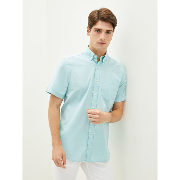 LCW BASIC Regular Fit Kısa Kollu Poplin Erkek Gömlek