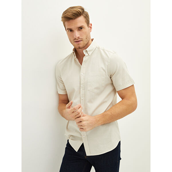 LCW BASIC Regular Fit Kısa Kollu Poplin Erkek Gömlek