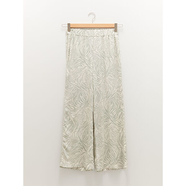 MODEST Beli Lastikli Rahat Kalıp Desenli Viskon Kadın Pantolon