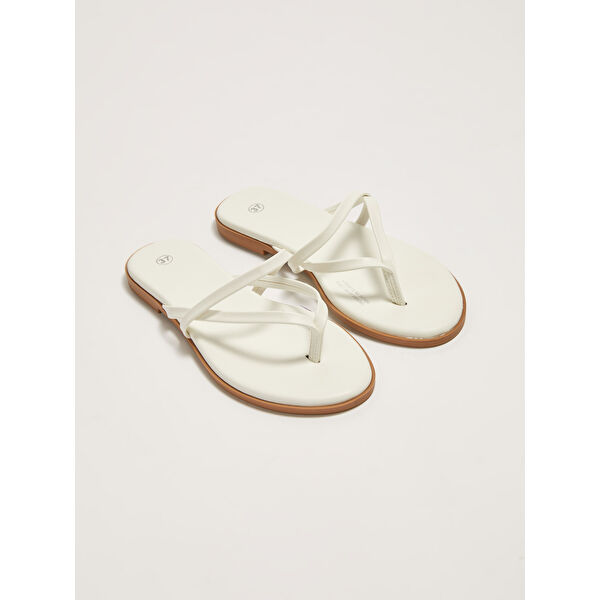 Deri Görünümlü Parmak Arası Kadın Terlik