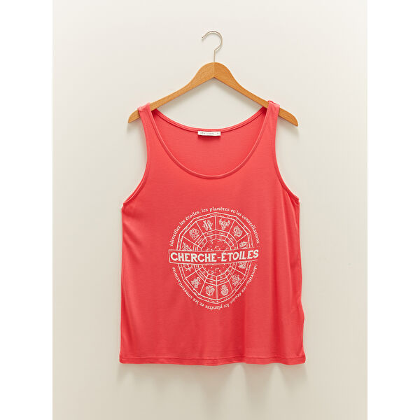 LCW CASUAL U Yaka Baskılı Kolsuz Viskon Kadın Atlet