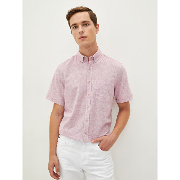 LCW BASIC Regular Fit Kısa Kollu Poplin Erkek Gömlek