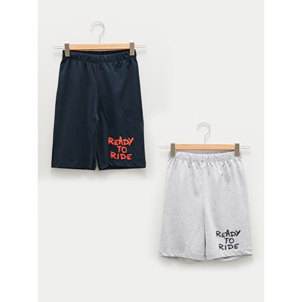 Beli Lastikli Baskılı Erkek Çocuk Pijama Şort 2'li