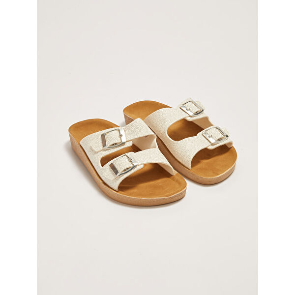 Çift Bantlı Toka Detaylı Kadın Terlik