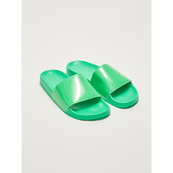 Deri Görünümlü Tek Bantlı Kadın Terlik