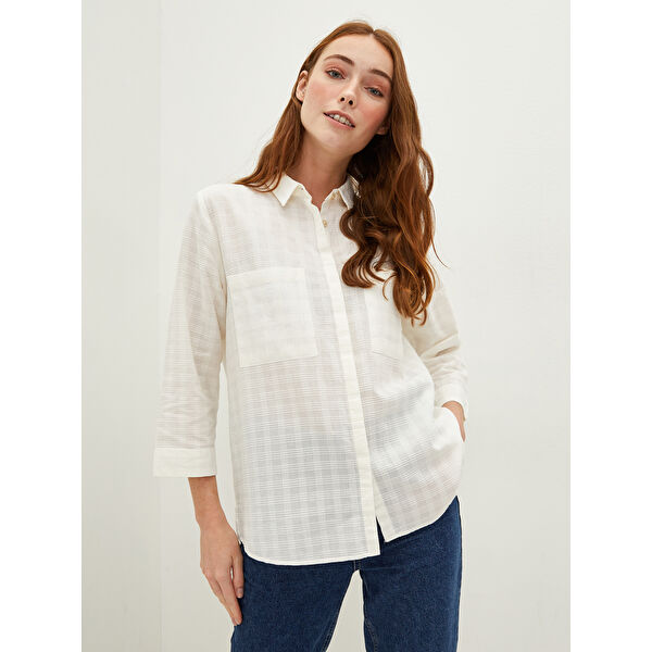 LCW CLASSIC Gizli Düğme Kapamalı Çizgili Cep Detaylı Uzun Kollu Poplin Kadın Gömlek LCW CLASSIC Gizli Düğme Kapamalı Çizgili Cep Detaylı Uzun Kollu Poplin Kadın Gömlek