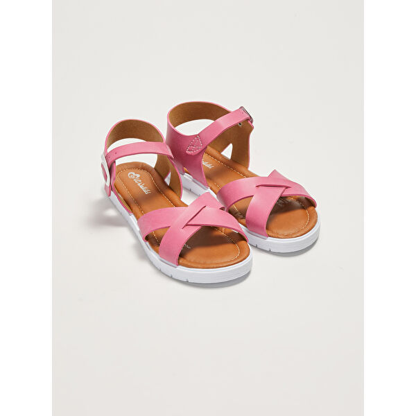 Çapraz Bantlı Toka Detaylı Kız Çocuk Sandalet