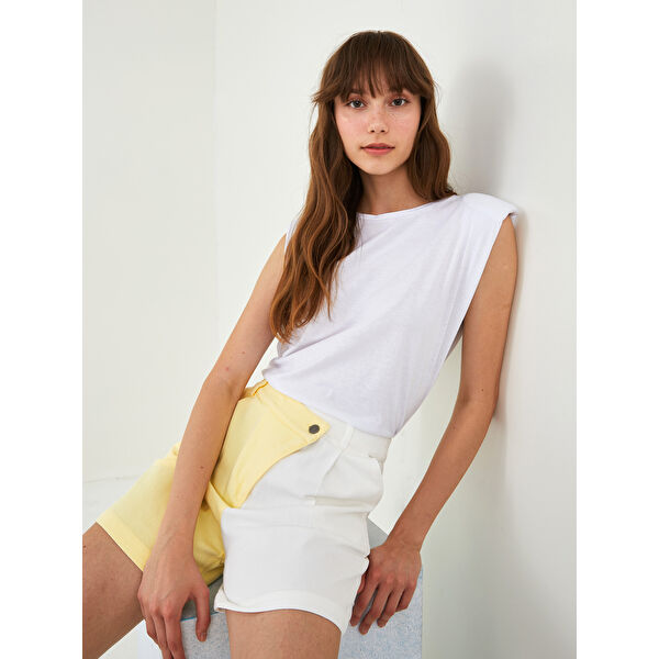 Quzu Bisiklet Yaka Vatkalı Kolsuz Kadın Tişört