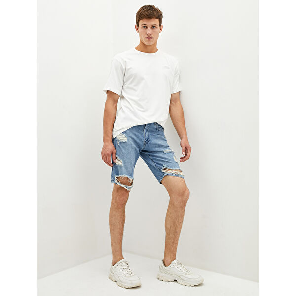 Standart Kalıp Erkek Jean Şort