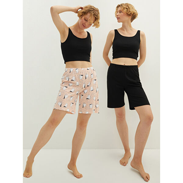 LCW DREAM 2'li Beli Lastikli Baskılı Pamuklu Kadın Pijama Alt