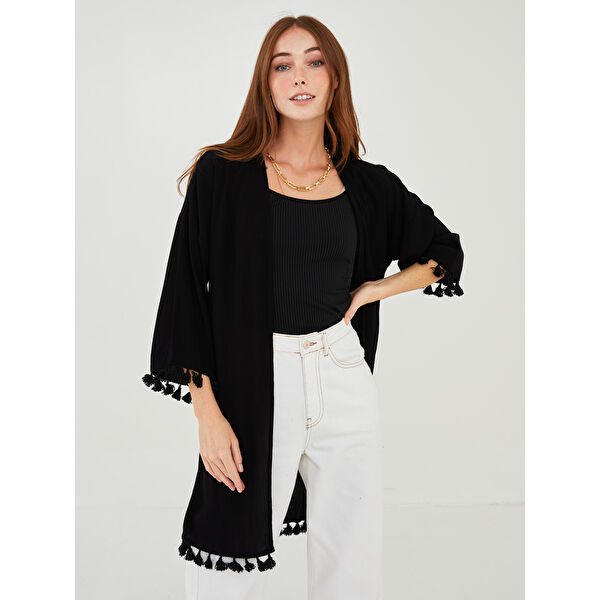 LCW CLASSIC Şal Yaka Püskül Detaylı Viskon Kadın Kimono LCW CLASSIC Şal Yaka Püskül Detaylı Viskon Kadın Kimono