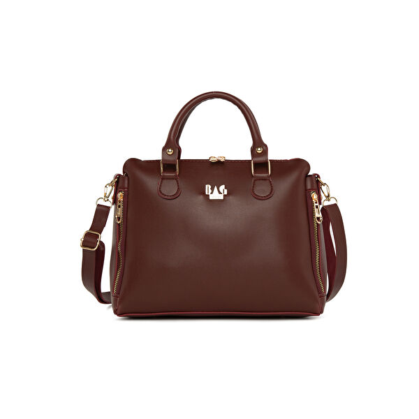 Bagmori Dik Çift Fermuarlı Askılı Omuz Çantası