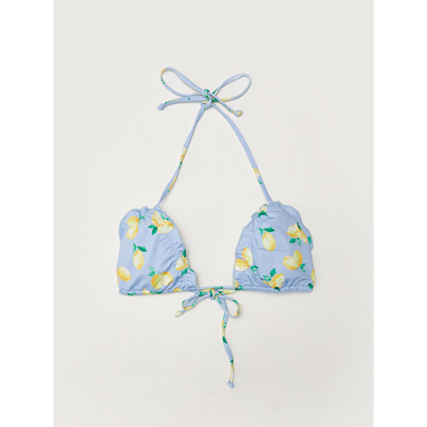 Desenli Boyundan Bağlamalı Bikini Üst