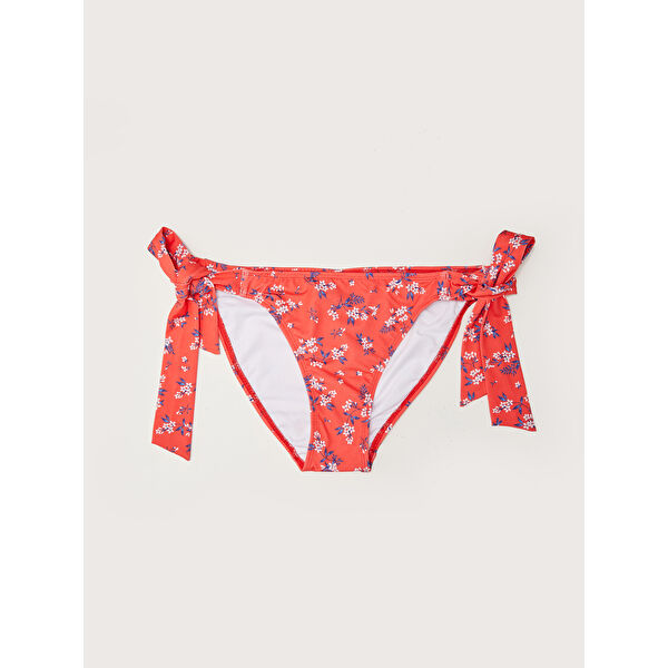 Çiçek Baskılı Bağlama Detaylı Kadın Bikini Alt