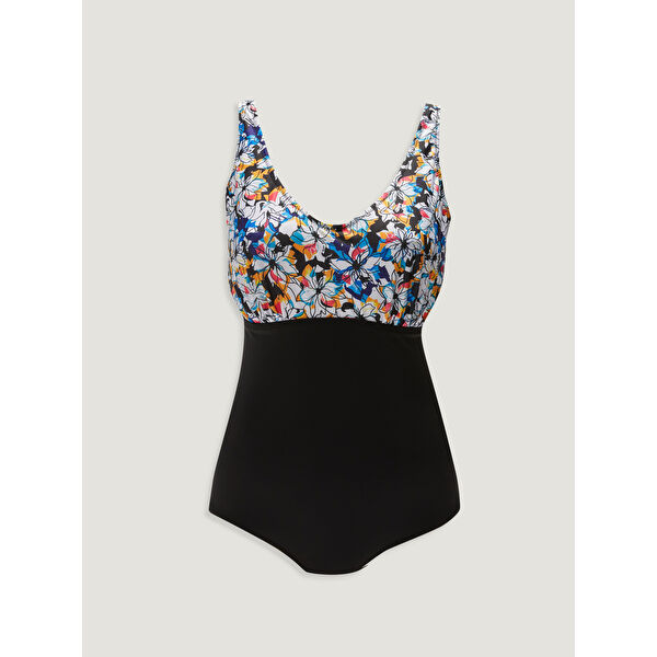 LCW DREAM Büyük Beden U Yaka Çiçekli Kadın Mayo