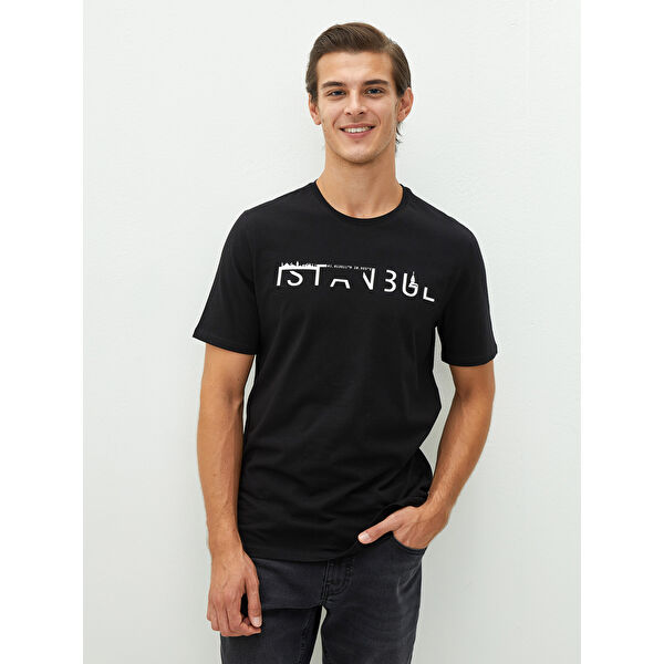 LCW CLASSIC Bisiklet Yaka Kısa Kollu İstanbul Baskılı Penye Erkek Tişört