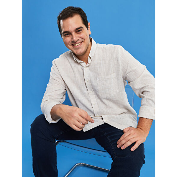 Regular Fit Uzun Kollu Armürlü Büyük Beden Erkek Gömlek