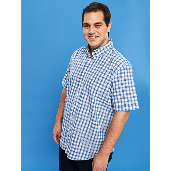 LCW CLASSIC Regular Fit Kısa Kollu Ekose Büyük Beden Erkek Gömlek LCW CLASSIC Regular Fit Kısa Kollu Ekose Büyük Beden Erkek Gömlek