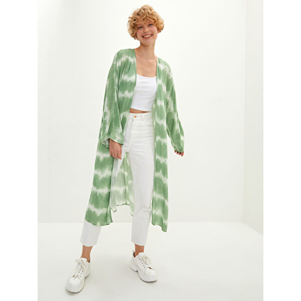LCW CASUAL Şal Yaka Desenli Uzun Kollu Viskon Kadın Kimono