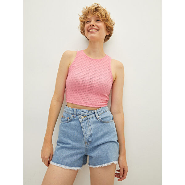 LCW CASUAL Bisiklet Yaka Kendinden Desenli Kadın Atlet