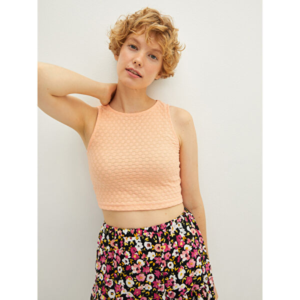 LCW CASUAL Bisiklet Yaka Kendinden Desenli Kadın Atlet