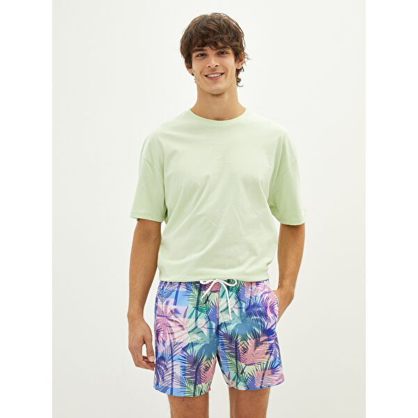 Kısa Boy Desenli Erkek Deniz Şortu