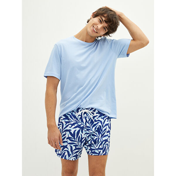 Kısa Boy Desenli Erkek Deniz Şortu