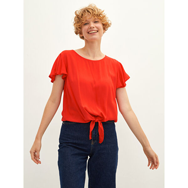 LCW CASUAL Bisiklet Yaka Düz Kısa Kollu Krinkle Kumaş Kadın Bluz LCW CASUAL Bisiklet Yaka Düz Kısa Kollu Krinkle Kumaş Kadın Bluz