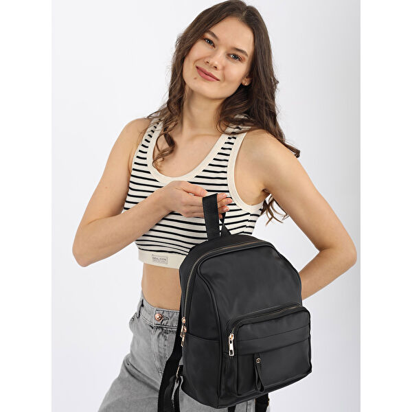 Madamra Çok Gözlü Saten Kadın Sırt Çantası