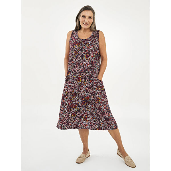 LCW GRACE U Yaka Desenli Kolsuz A Kesim Kadın Elbise