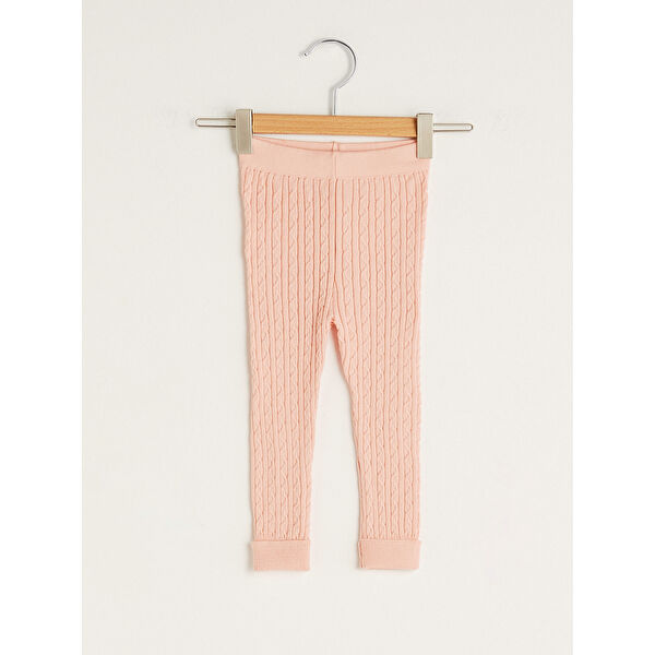 Beli Lastikli Kendinden Desenli Kız Bebek Tayt