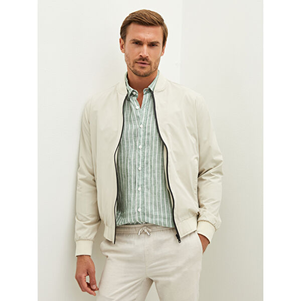 Standart Kalıp Kolej Yaka Erkek Bomber Ceket