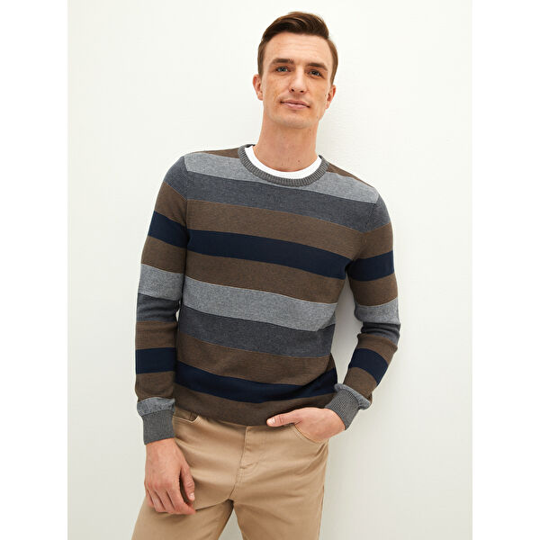 LCW CLASSIC Bisiklet Yaka Uzun Kollu Renk Bloklu Erkek Triko Kazak