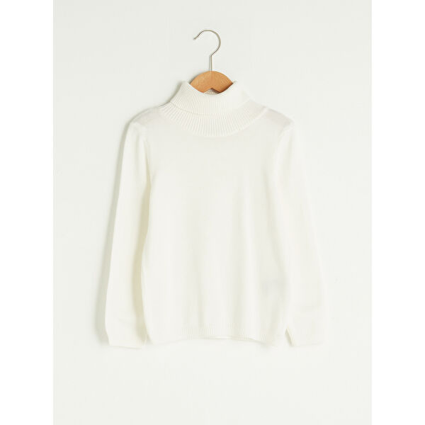 Balıkçı Yaka Basic Uzun Kollu Kız Çocuk İnce Triko Kazak